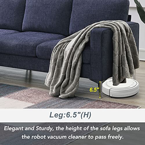 HAUSHECK L-Shaped Convertible Sectional Couch with Reversible Chaise Lounge,Chenille Fabric, Comfortable Cushions, Metal Leg, 2 Pillows Included, Mid-Century Modern Sofa for Living Room, Small Space