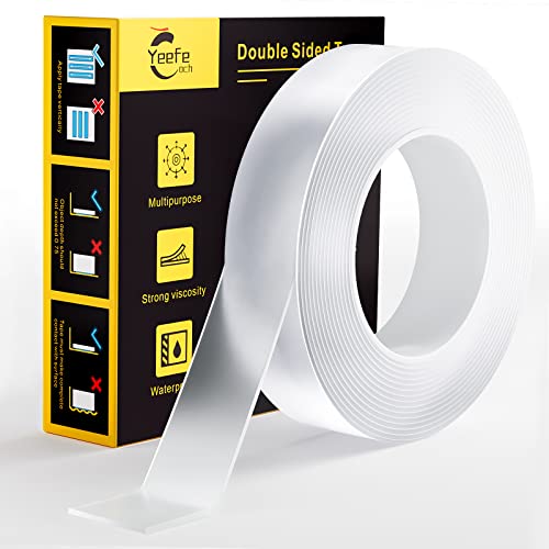 Yeefeoch Double Sided Tape Heavy Duty, Adhesive mounting Picture Hanging Strip Adhesive DIY NanoTape for Wall Heavy Tape, T002 ,Double Sided Tape Heavy Duty(M, 0.07 in*1.18 in*10 Feet)
