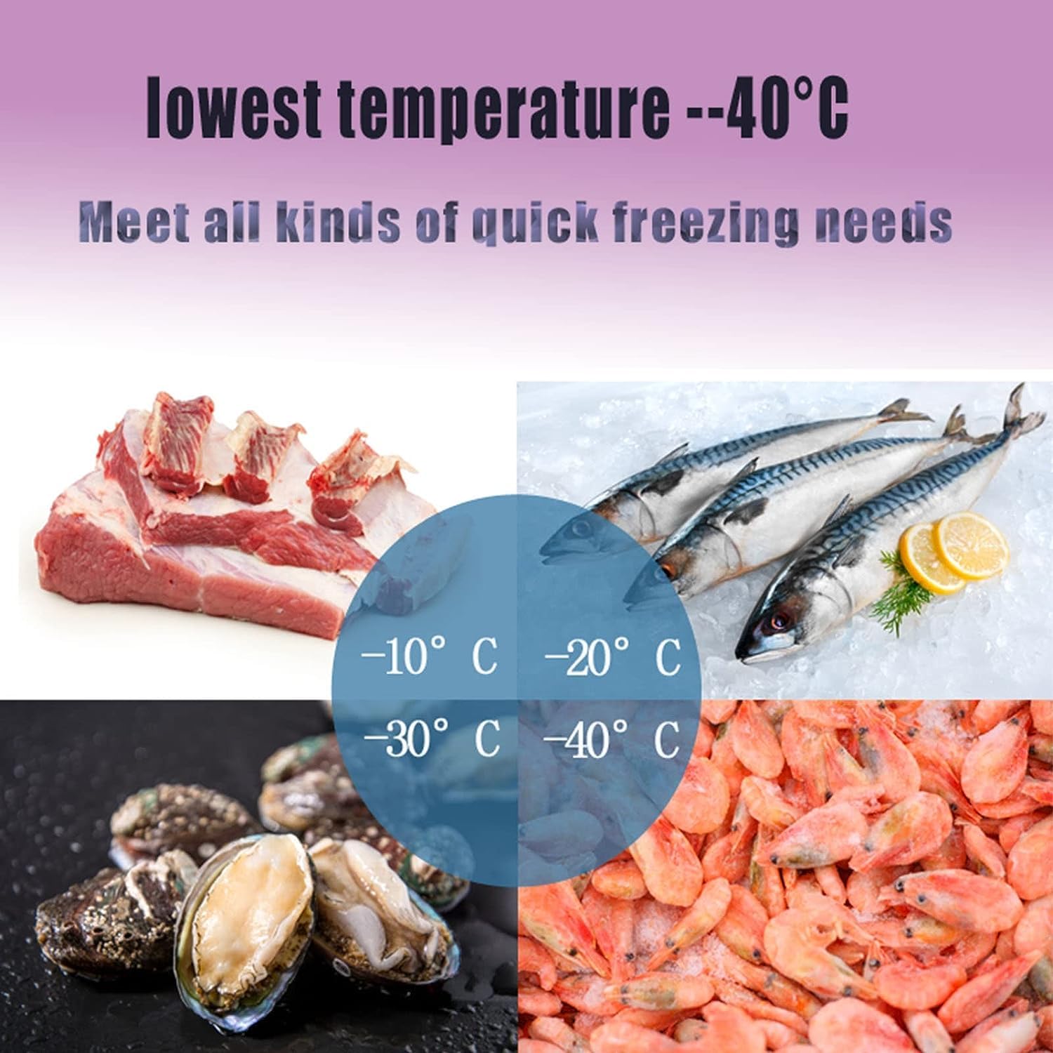 Vaseni 6 Trays 180L Chest Freezer, Blast Freezer Commercial, -40℉~+37.4℉ Blast Chiller Freezer, Temperature Control, Stainless Steel Ice Cream Forzen Meat FIsh Seafood Refrigerator, Restaurant Hotel
