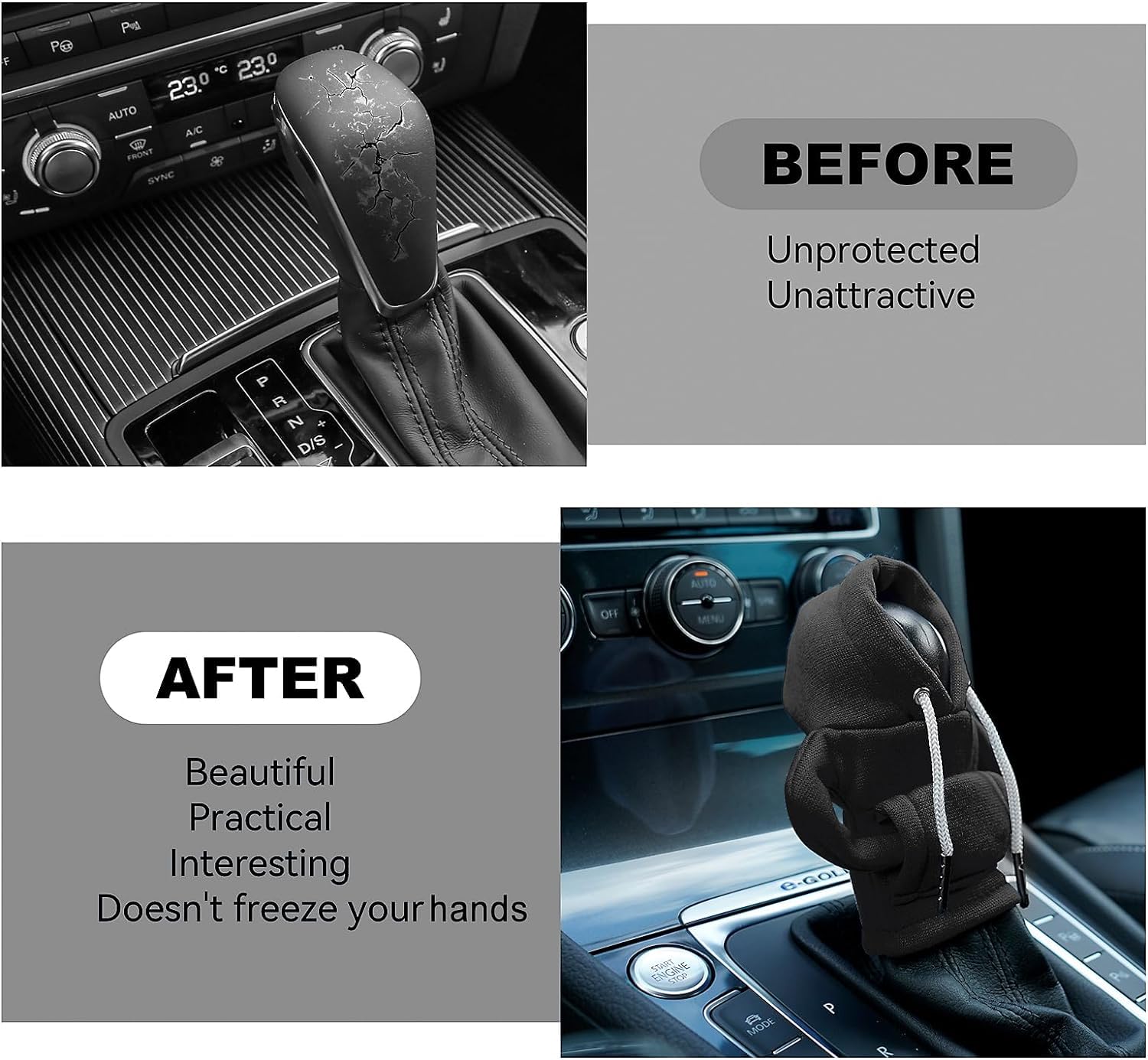 Dukebo Mini Car Gear Shift Cover Hoodie Car Gear Shift Cover, Interior Accessories Shift Knobs Fashionable Shirt Trim (Blue)
