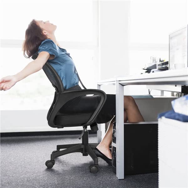 Home Office Chair Ergonomic Desk Chair, Adjustable Mid Back Mesh Swivel Office Chair with Armrests, Executive Rolling Swivel Adjustable Mid Back Task Chair, Black