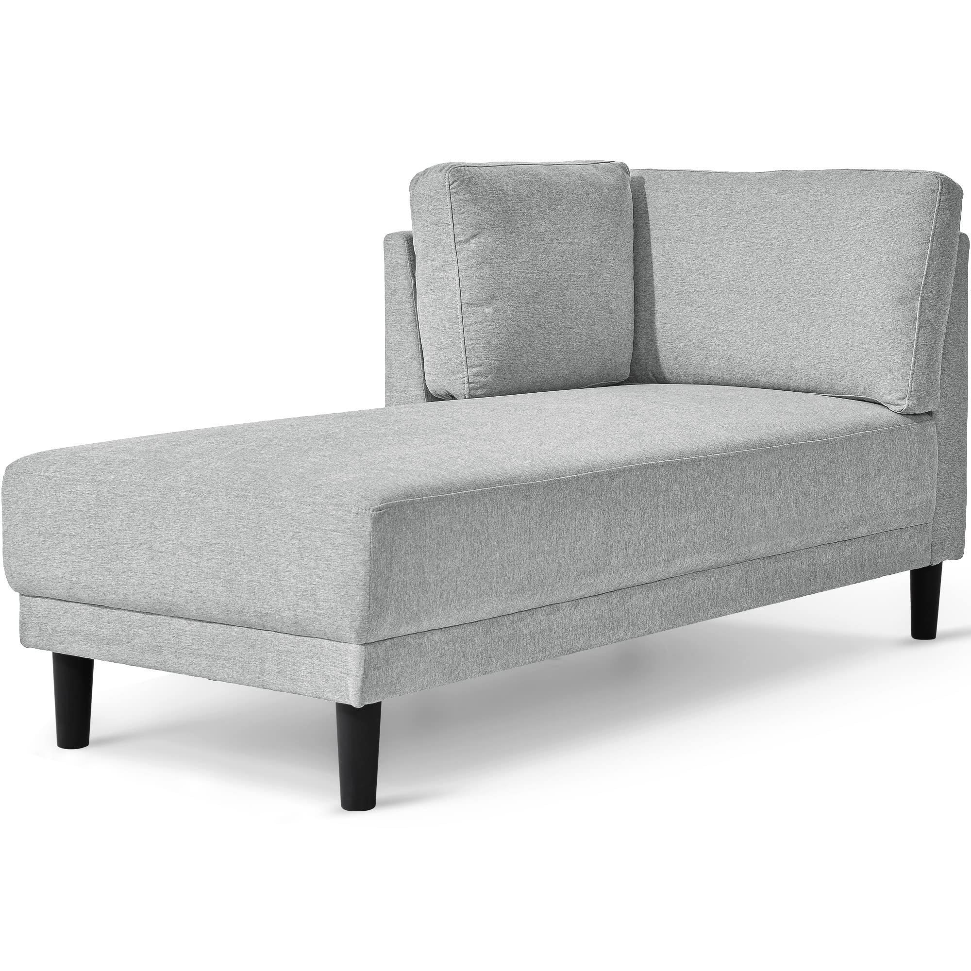 KoiHome 65" Mid-Century Modern Fabric Corner Chair, Upholstered Indoor Chaise Lounge, Sleeper One-Arm Recliner Daybed Sofa Bed for Bedroom,Office,Small Living Room,Apartment, Polyester, Grey