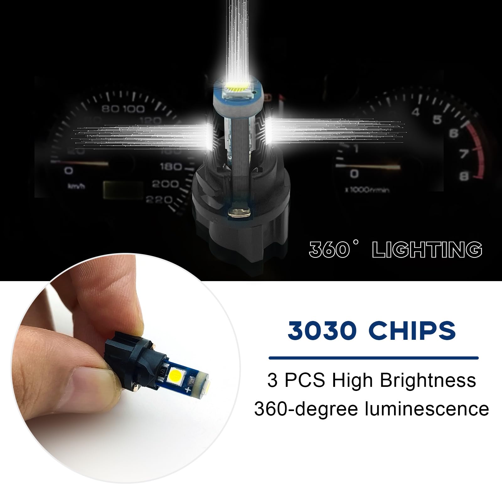 QUICTO Led Bulb Dash Lights Super Bright, T5 37 74 LED Bulb with Twist Lock Socket PC74 PC37, for Car Bulb Air Conditioning Light Clock Light (White)