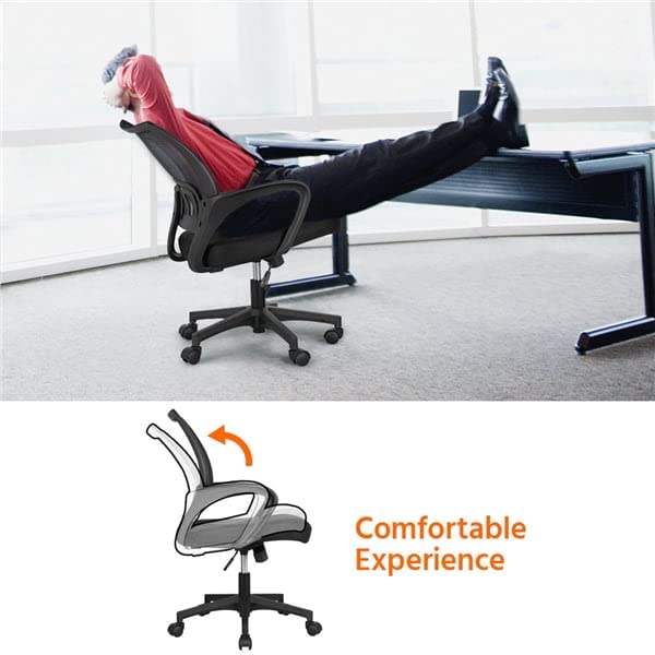 Home Office Chair Ergonomic Desk Chair, Adjustable Mid Back Mesh Swivel Office Chair with Armrests, Executive Rolling Swivel Adjustable Mid Back Task Chair, Black