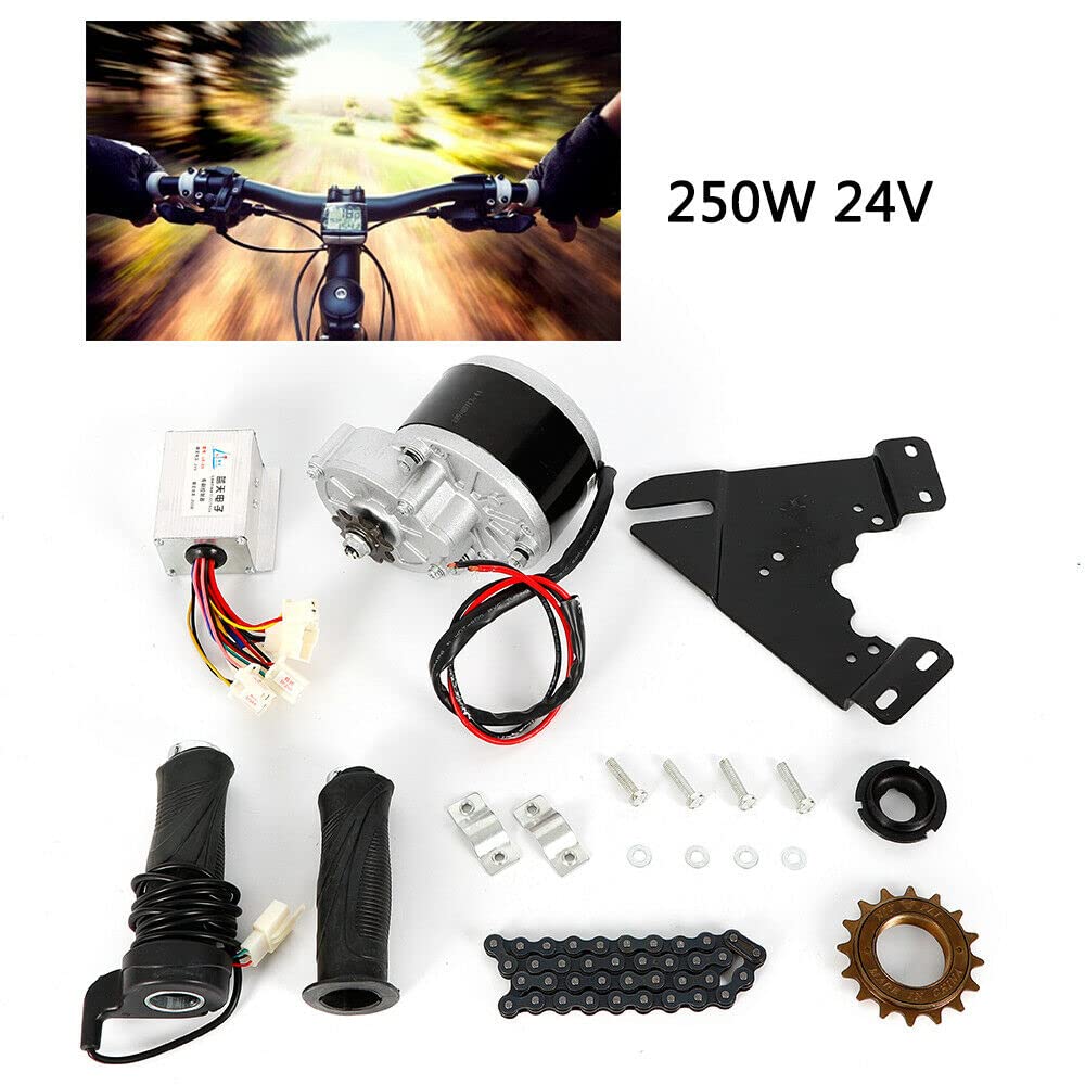 DNYSYSJ Electric Bicycle Hub Motor Upgrade E-Bike Conversion Kit (24V 250W, 16"-28" Wheel Motor Conversion Chain Kit, Black)