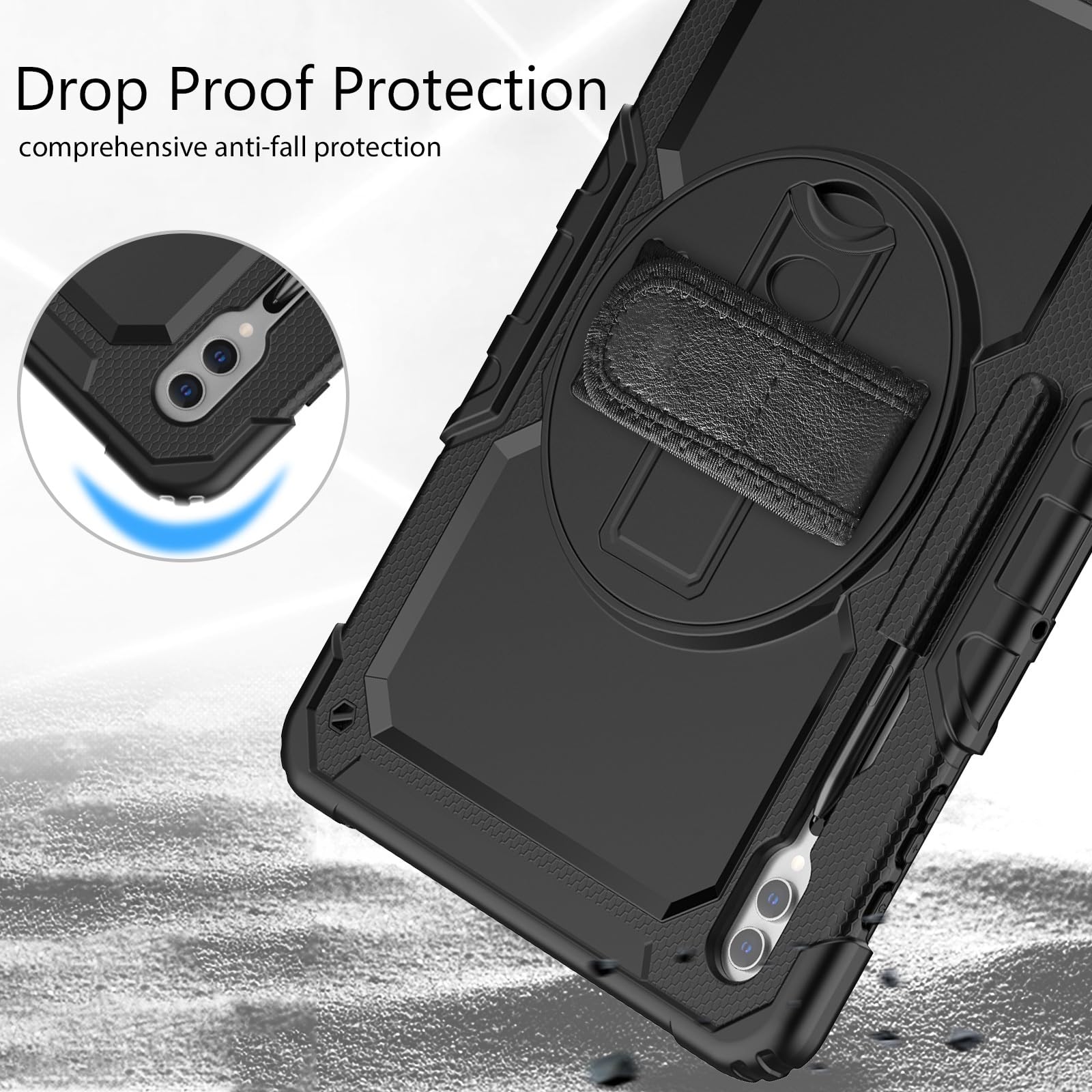 Stand Tablet Cover Compatible with Samsung Galaxy Tab S9 Ultra 14.6 Inch 2023 (SM-X910/X916B/X918U) Heavy Duty Shockproof TPU Case,Protective Cover W Screen Protector 380 Swivel Kickstand+Hand Strap+S