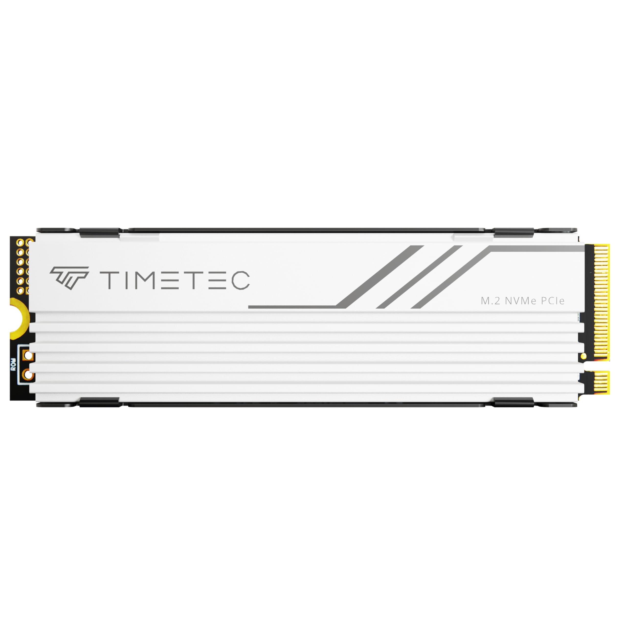 Timetec 1TB PCIe 4.0 White Heatsink Gaming SSD NVMe PCIe Gen4x4 M.2 2280 3D NAND TLC SLC Cache Read/Write Speed Up to 7,000/6,000 MB/s Internal Solid State Drive for PS5 Pro, PC Desktop
