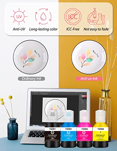 4x140ml T49M Autofill Sublimation Ink for Epson SureColor F170 F570 Dye-Sublimation Printer(T49M1 T49M2 T49M3 T49M4 4 Pack)