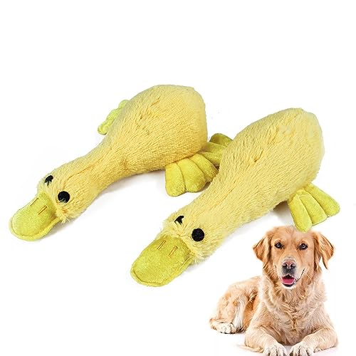 2 Pack Dog Chew Toys Soft Squeaker Dog Toy Plush Duck for Aggressive Chewers Large, Medium Small Dogs, Plush Crinkle Pet Supplies (Yellow)