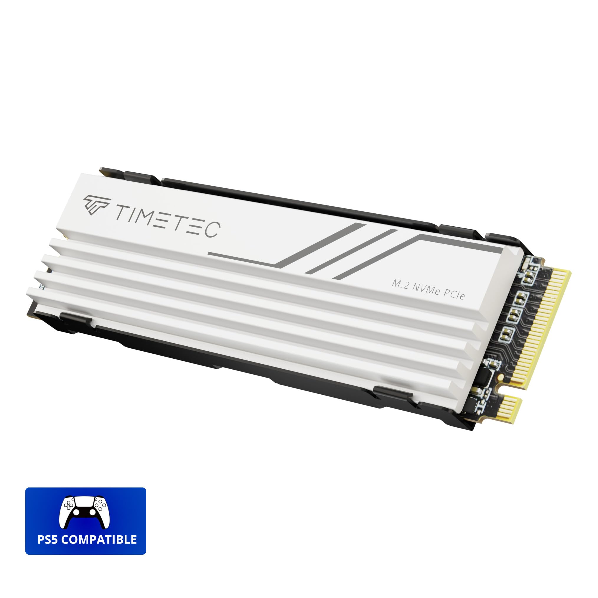 Timetec 1TB PCIe 4.0 White Heatsink Gaming SSD NVMe PCIe Gen4x4 M.2 2280 3D NAND TLC SLC Cache Read/Write Speed Up to 7,000/6,000 MB/s Internal Solid State Drive for PS5 Pro, PC Desktop