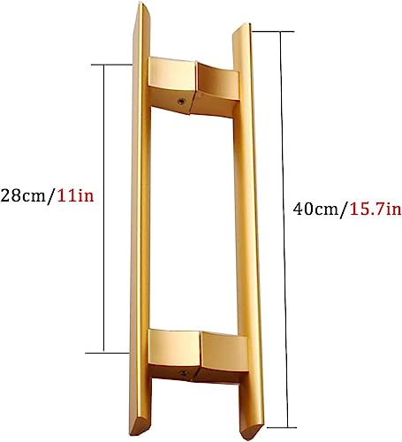 BOHHO Barn Door Pull Handle, Gold Stainless Steel Modern Entry Door Handle, 16in/20in Shower Glass Sliding Barn Door Interior Exterior Door Pull Push Brushed Nickel Satin Finish (Size : 40cm/15.7in)