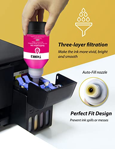 4x140ml T49M Autofill Sublimation Ink for Epson SureColor F170 F570 Dye-Sublimation Printer(T49M1 T49M2 T49M3 T49M4 4 Pack)