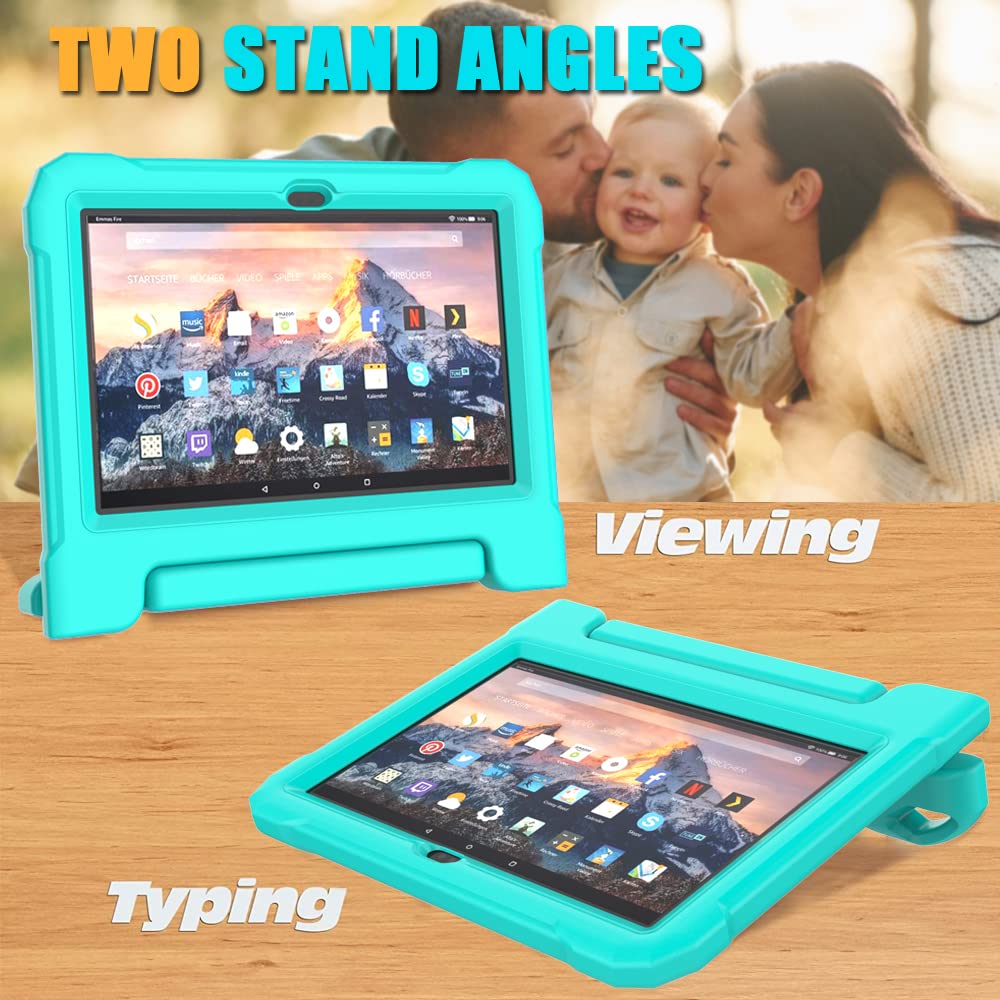 DJ&RPPQ New 1 0in Tablet Case for Kids Built-in Screen Protect, Incompatible with Samsung iPad TCL, Lightweight Durable Shockproof Kids Friendly Case- Turquoise