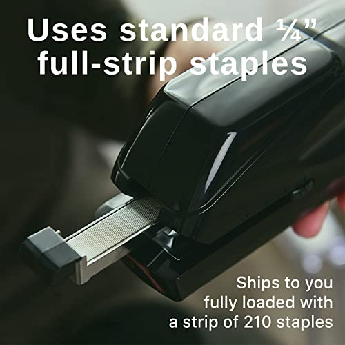 EcoElectronix Electric Stapler - Portable Automatic Stapler 30 Sheet Capacity - Quiet, Jam-Free, and Easy Reload with Lifetime Warranty - AC or Battery Powered for Professional Home Office Use - Black