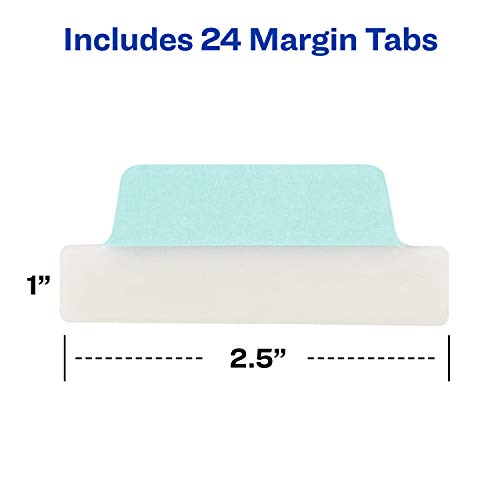 Avery 74769 Ultra Tabs, 2.5 x 1 Inch, 2-Side Writable, Pastel Blue/Pink/Purple/Green, 24 Repositionable Margin Tabs