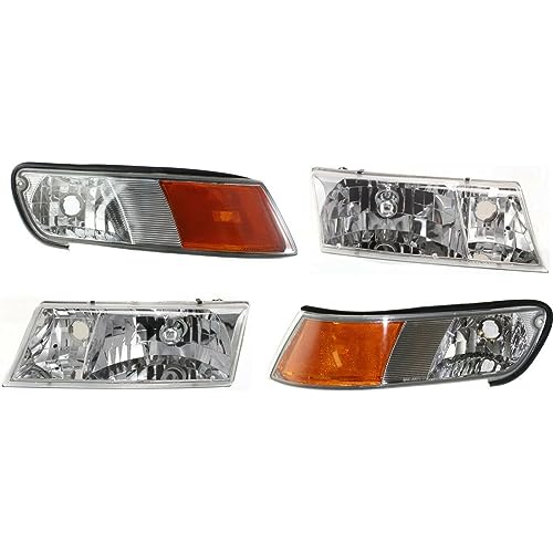HDOZTOJI 2pcs Headlight Left Right Side Plastic Lens Corner Light Clear & Amber Corner Light Clear Headlight Lens Headlights & Corner Parking Lights Kit YW3Z13008BB 12160151 FO2550124