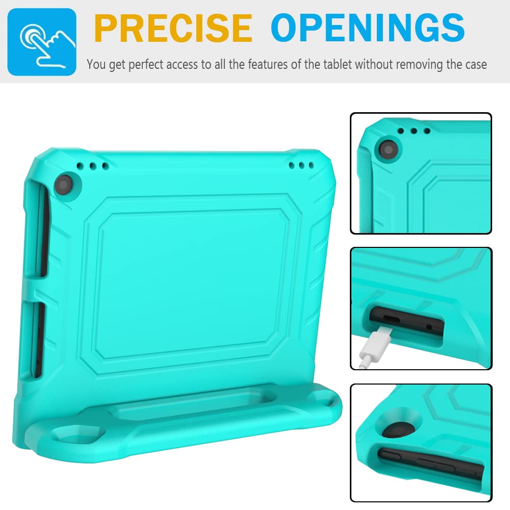 DJ&RPPQ New 1 0in Tablet Case for Kids Built-in Screen Protect, Incompatible with Samsung iPad TCL, Lightweight Durable Shockproof Kids Friendly Case- Turquoise