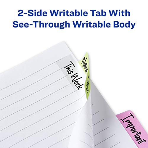 Avery 74769 Ultra Tabs, 2.5 x 1 Inch, 2-Side Writable, Pastel Blue/Pink/Purple/Green, 24 Repositionable Margin Tabs