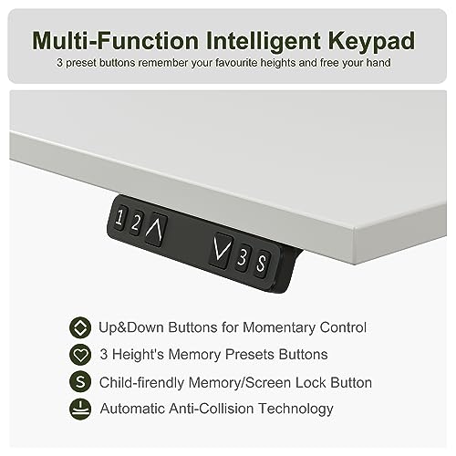 BANTI Triple Motor 75" L-Shape Standing Desk with 5 Drawers, Sit Stand Home Office Desk, Computer Workstation Corner Standing Desk with Spliced Panels, White Top