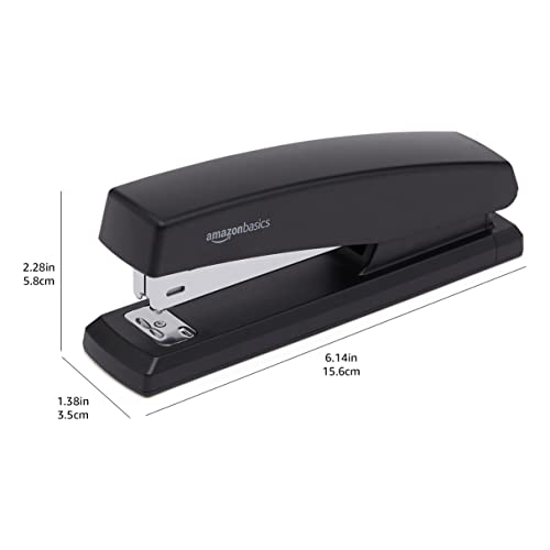 Amazon Basics Stapler with 1250 Staples, for Office or Desk, 25 Sheet Capacity, Non-Slip, Black