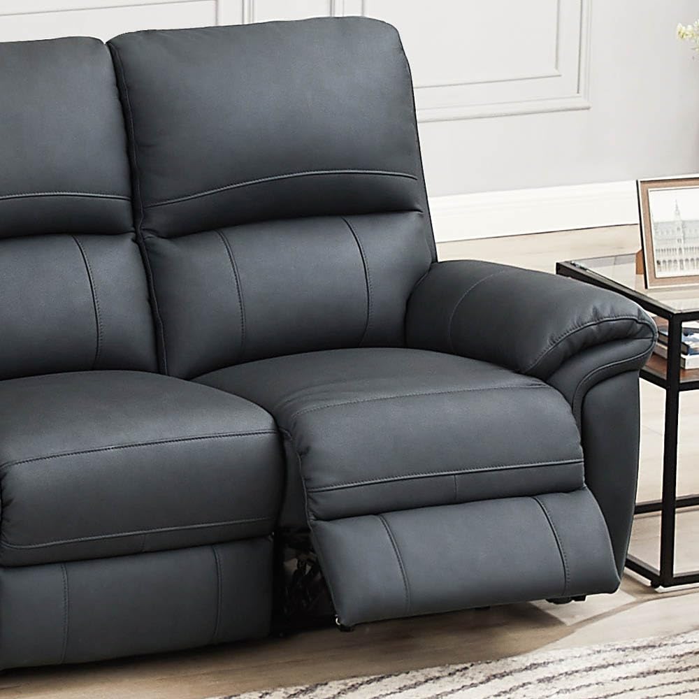 Hydeline Monica Top Grain Leather Power Zero Gravity Reclining Sofa Couch, 86", Midnight Gray, Memory Foam, Pocket Coils and Control Panel