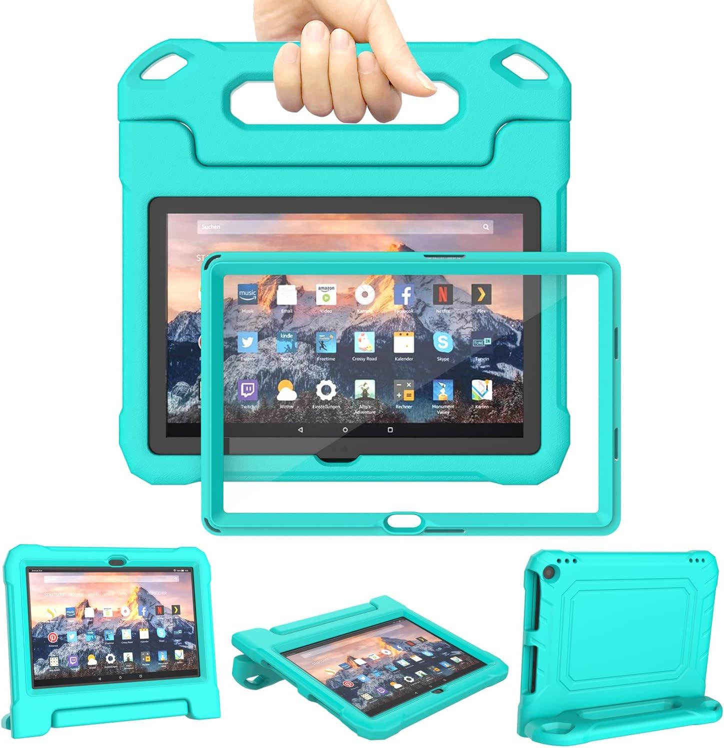 DJ&RPPQ New 1 0in Tablet Case for Kids Built-in Screen Protect, Incompatible with Samsung iPad TCL, Lightweight Durable Shockproof Kids Friendly Case- Turquoise