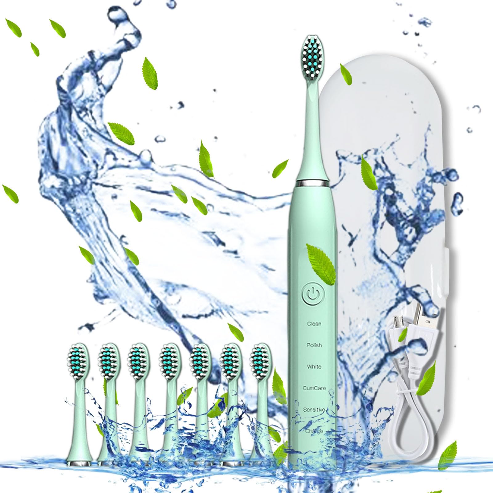Electric Toothbrush, IPx7 Tooth Brush with 8 Brush Heads 5 Cleaning Modes 4 Adjustment Forces Toothbrush Box Smart 20-Speed Timer Longer Life Faster Charging, Upgraded Toothbrush for Women Men #