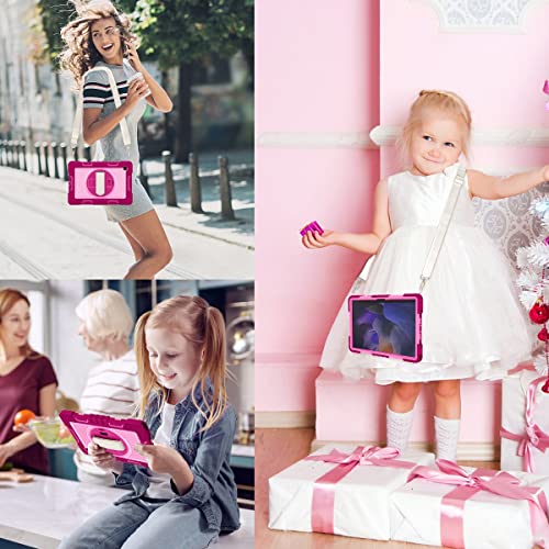 ZUBEE Cover Case Shockproof Protective Cover 360 Degree Rotating Bracket Case Compatible with Samsung Galaxy Tab A8 10.5-Inch 2021 (SM-X200/X205/X207) Protective Cover(Rose Red+Pink)