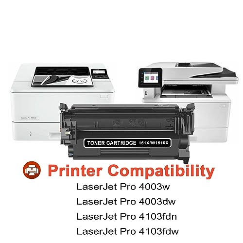 Shribbery 151X Black Toner Cartridge (with Chip), W1510X High Capacity Toner Cartridge, Compatible Replacement for Pro 4003dw 4003w 4103fdn 4103fdw Printer.(1Pack/Black )