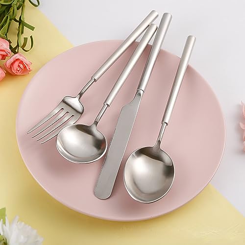Unique Silverware Set 8/10 Stainless Steel Flatware Gold Cutlery Tableware Utensil Set Knives Forks Spoons,Mirror Polished Dinnerware Sets for Party Kitchen Small business 24-piece for 6