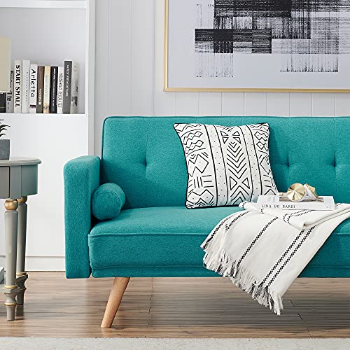 FANYE Blue Linen w/2 Pillows, 71.6"