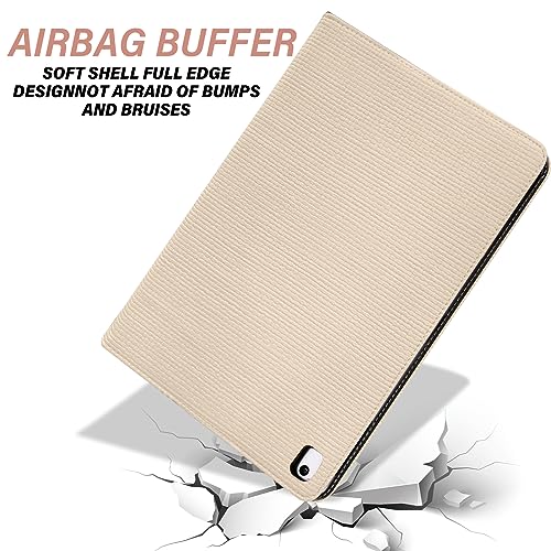 Cabreche Compatible with iPad Air 5th Generation Case 2022/iPad Air 4th Generation Case 2020 10.9 Inch with Pencil Holder/Soft TPU Back,Auto Sleep/Wake (PO7-Beige-2, 10.2inch 9th/8th/7th)