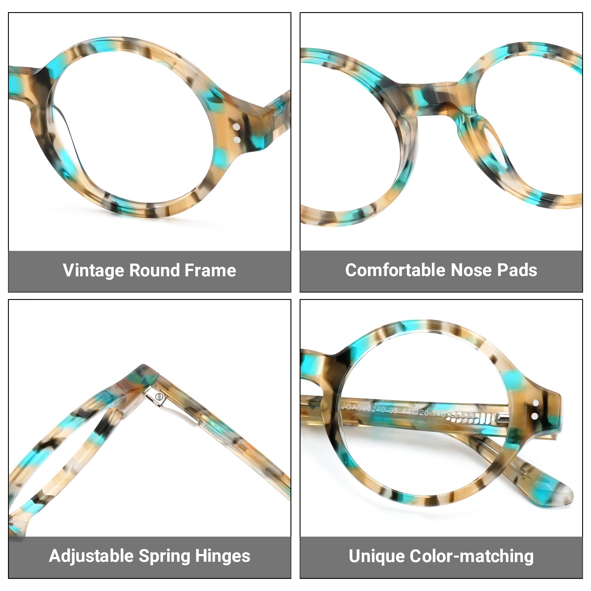 Zeelool Retro Round Blue Light Blocking Glasses for Women Men ZJGA000249-05B Flower
