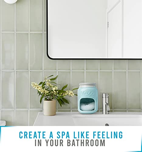 Ceramic Kitchen Sponge Holder Sink Caddy – Kitchen Décor And Accessories Farmhouse Style - Country Kitchen Sink Décor Rustic – Mason Jar Décor Sponge Holder – Scrubby Holder - Aqua Blue/Teal