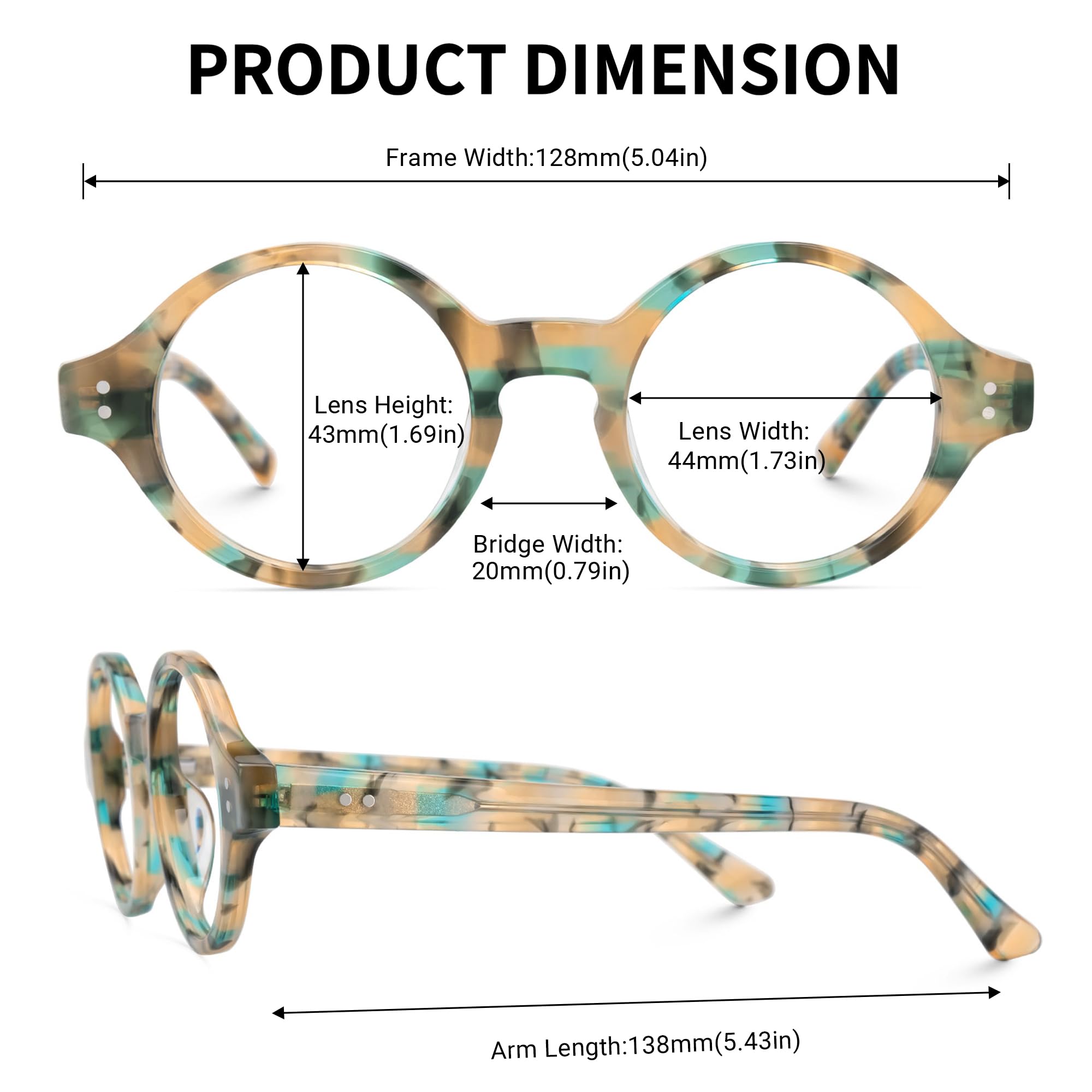 Zeelool Retro Round Blue Light Blocking Glasses for Women Men ZJGA000249-05B Flower