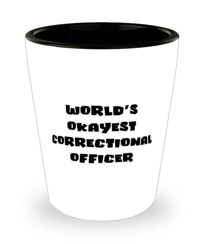 Brilliant Correctional officer Shot Glass, World's Okayest Correctional, Unique Ceramic Cup For Coworkers From Team Leader, Jail, Prison, Inmate, Corrections officer