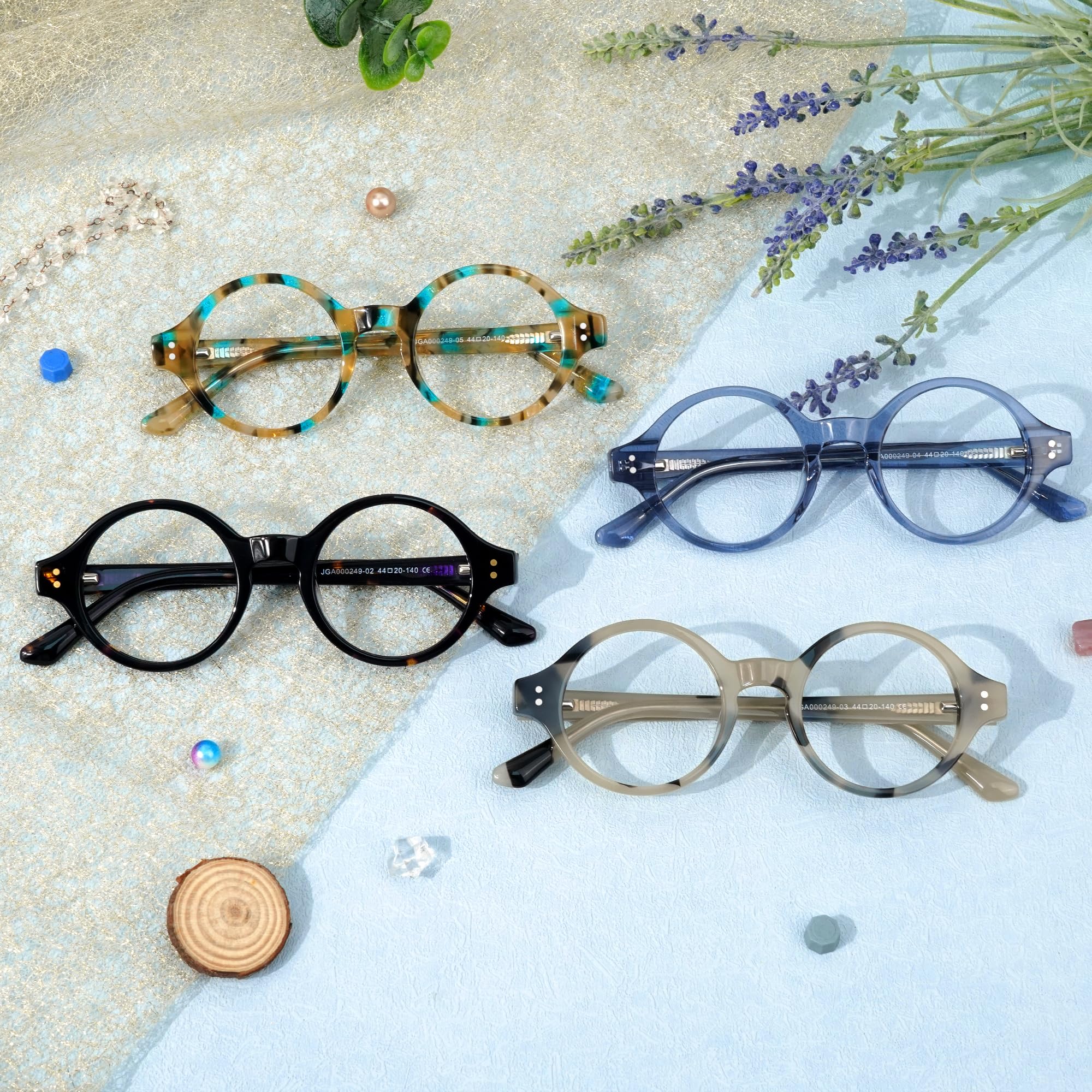Zeelool Retro Round Blue Light Blocking Glasses for Women Men ZJGA000249-05B Flower