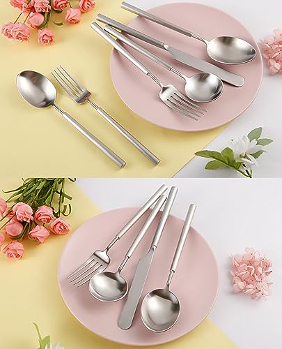 Unique Silverware Set 8/10 Stainless Steel Flatware Gold Cutlery Tableware Utensil Set Knives Forks Spoons,Mirror Polished Dinnerware Sets for Party Kitchen Small business 24-piece for 6