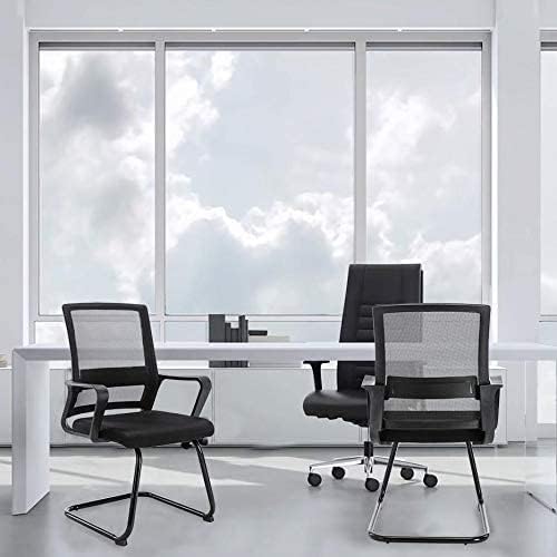 10 Pack Office Guest Chairs & Reception Chairs, Set of 10 Heavy Duty Mesh Fabric Waiting Room Chairs Meeting Room Guest Chairs with Sled Base, Black