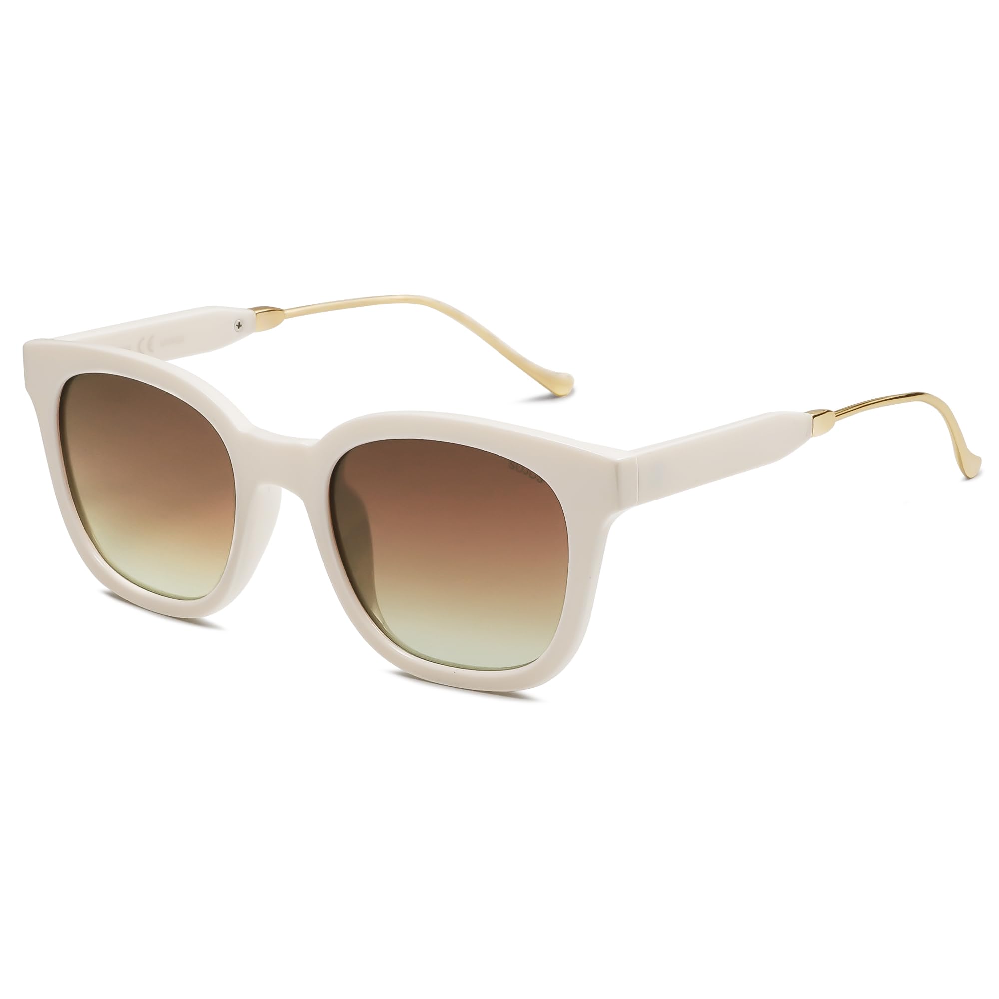 SOJOS Classic Square Polarized Sunglasses Womens Mens Retro Trendy UV400 Sunnies SJ2050, Cream/Gradient Brown