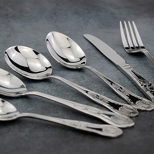 Luxury Silverware Set Cutlery Utensil Flatware Food-Grade 8/10 Stainless Steel Home Restaurant Small Business,Mirror Finish Tableware 20 Piece Service for 4