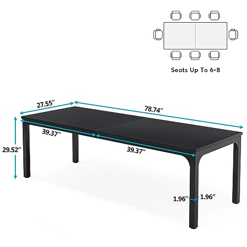 LITTLE TREE 78.7 Inches Extra Long Two Person Office Desk,Double Workstation for Home Office,Black