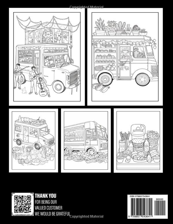 Kawaii Food Trucks Coloring Book: Explore, Create, and Color Fun Food Trucks Filled with Yummy Treats!