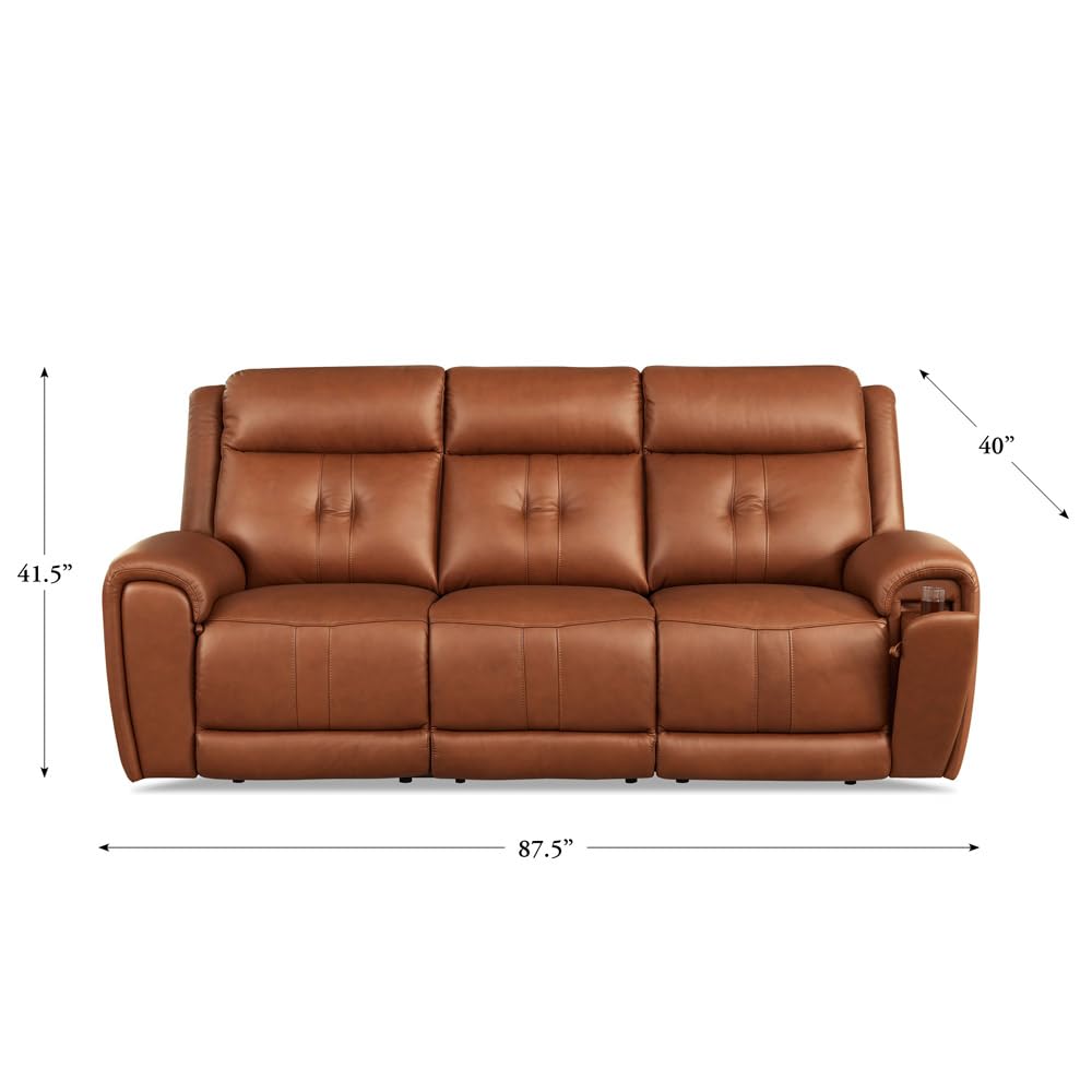 Hydeline Emma Power Headrest Top Grain Leather Zero Gravity Reclining Sofa Couch, 87.5", Cinnamon Brown, Memory Foam, Pocket Coils and Control Panel