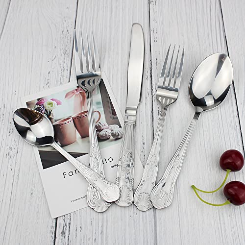 Luxury Silverware Set Cutlery Utensil Flatware Food-Grade 8/10 Stainless Steel Home Restaurant Small Business,Mirror Finish Tableware 20 Piece Service for 4