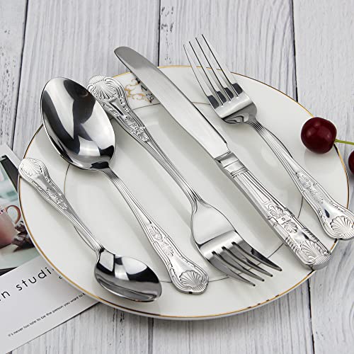 Luxury Silverware Set Cutlery Utensil Flatware Food-Grade 8/10 Stainless Steel Home Restaurant Small Business,Mirror Finish Tableware 20 Piece Service for 4
