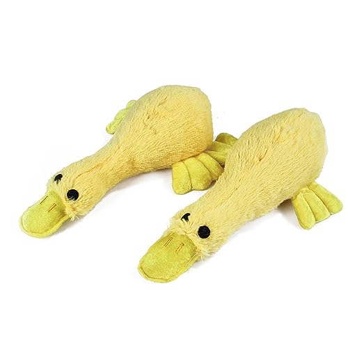 2 Pack Dog Chew Toys Soft Squeaker Dog Toy Plush Duck for Aggressive Chewers Large, Medium Small Dogs, Plush Crinkle Pet Supplies (Yellow)