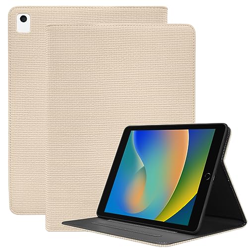 Cabreche Compatible with iPad Air 5th Generation Case 2022/iPad Air 4th Generation Case 2020 10.9 Inch with Pencil Holder/Soft TPU Back,Auto Sleep/Wake (PO7-Beige-2, 10.2inch 9th/8th/7th)