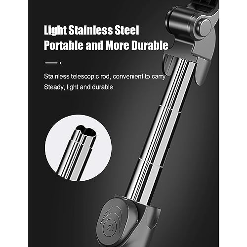 Selfie Stick Retractable Selfie Stick Smartphone Tripod All in One Mobile Phone Tripod with Wireless Remote Shutter (Pink)