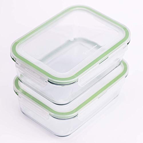 63 Oz 2 Pcs Large Glass Food Storage Containers 8 Cups Family Size Set Baking Containers with Locking Lids Storing food, BPA Free Leak Proof Microwave Oven Safe (2, 63 OZ)